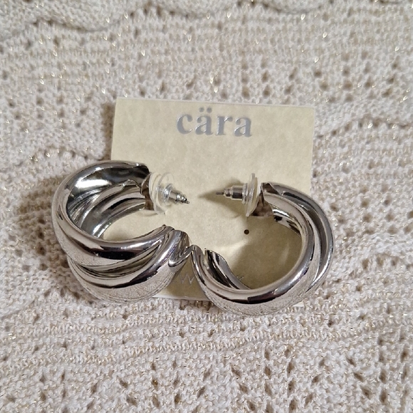 Cara Ny | Jewelry | Cara Silvertone Chunky Hoop Earrings | Poshmark